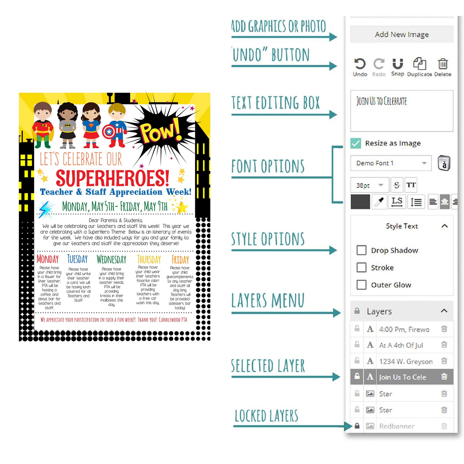 Editable Superhero Flyer Teacher Appreciation Instructions - Etsy