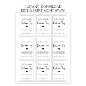 Editable Simple Blank Tags Instant Download, Printable Custom Tag ...