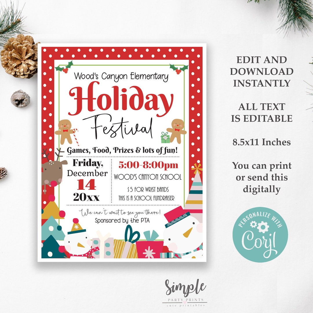Editable Holiday Festival Flyer Template, Digital Download Christmas ...