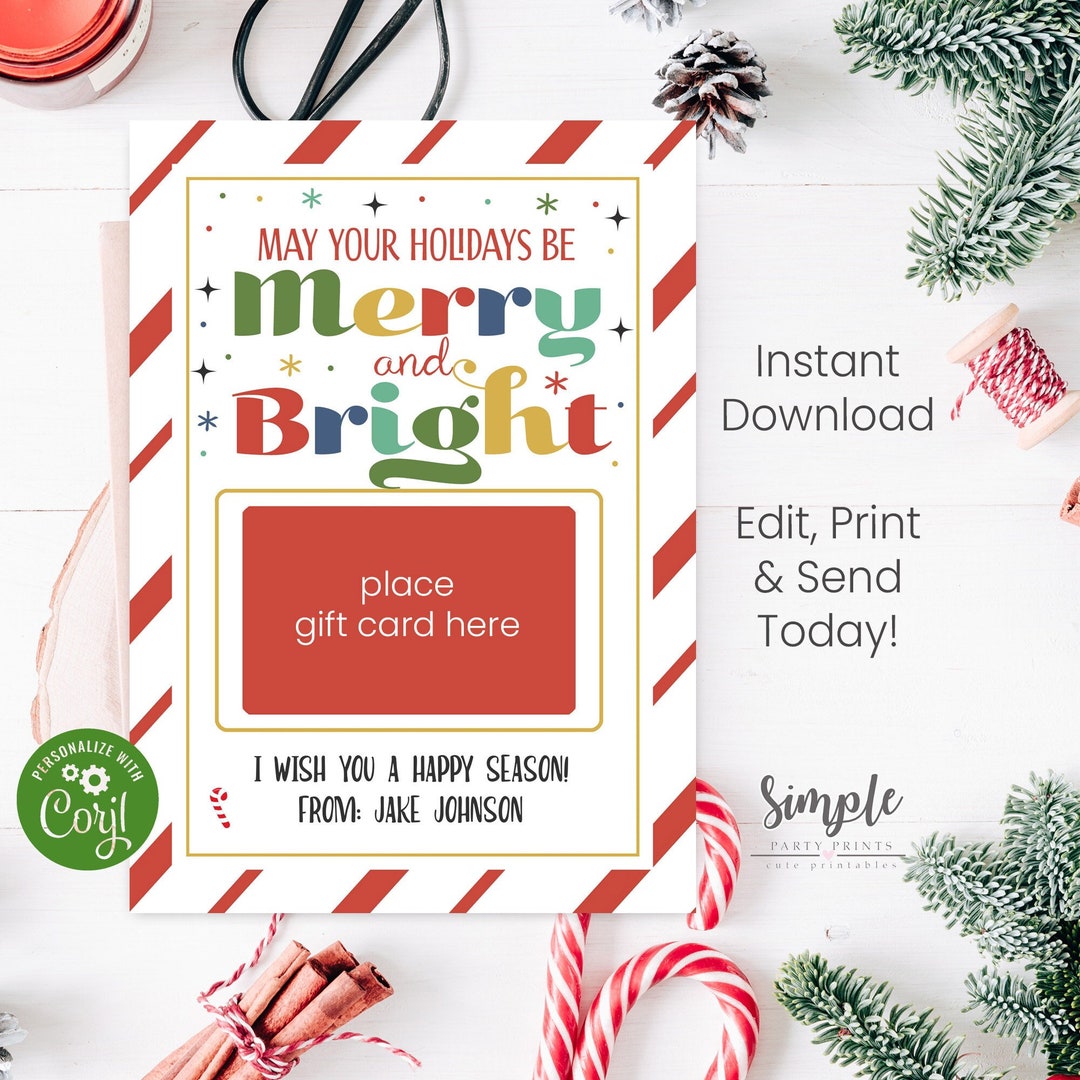 Printable Christmas Gift Card Holder - Instant Download for Teachers ...