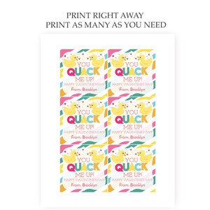 Printable Valentine's Day Tags for Kids Classroom, You Quack Me up ...