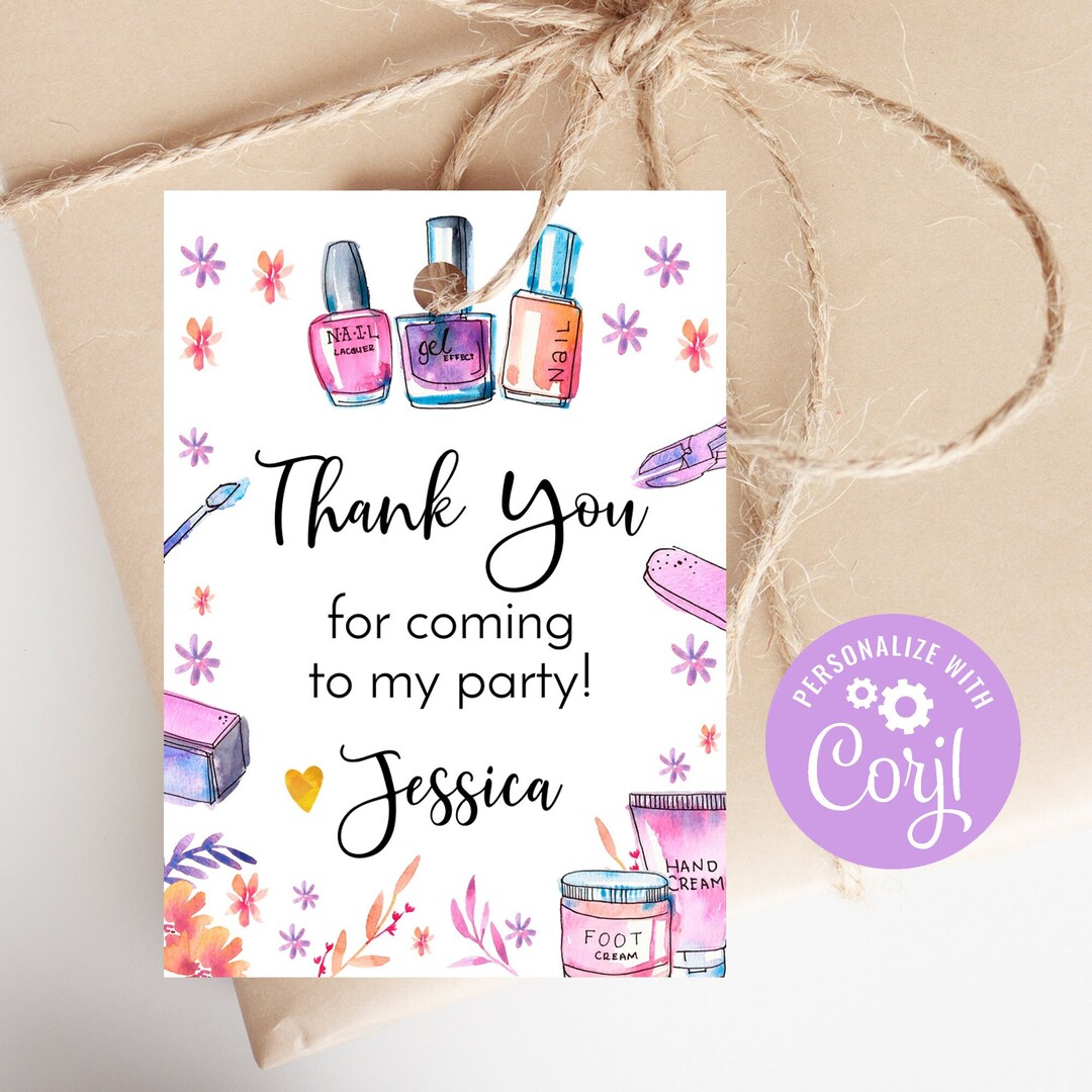 Editable Manicure Birthday Party Thank You Tags, Printable Mani-pedi ...