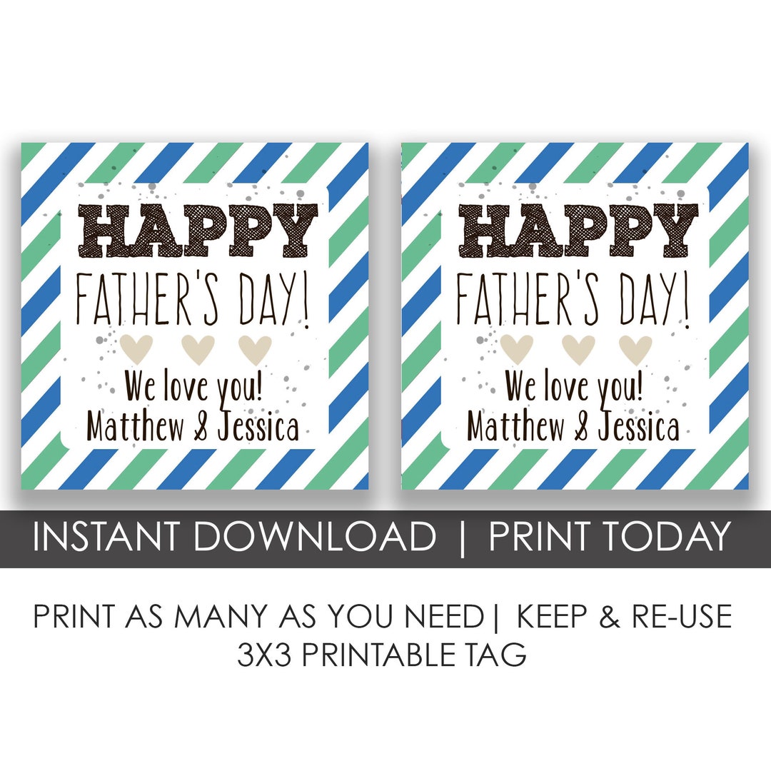Printable Happy Father's Day Tags, Editable Gifts for Dad, Customized ...