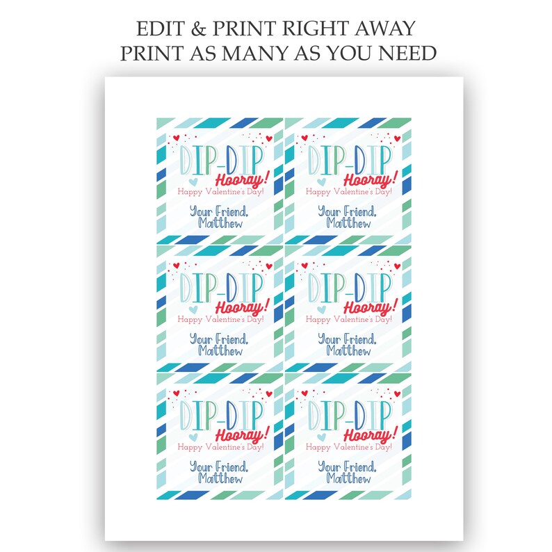 Printable Valentine's Day Fun Dip Candy Tags for Kids Classroom ...