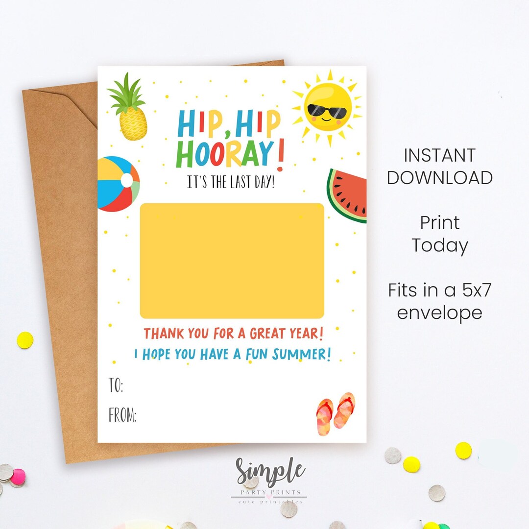 School's Out Summer is Here Gift Card Holder, Printable Teacher ...