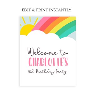 Rainbow Welcome 8x10 Sign | Editable Pastel Rainbow Blank Sign ...