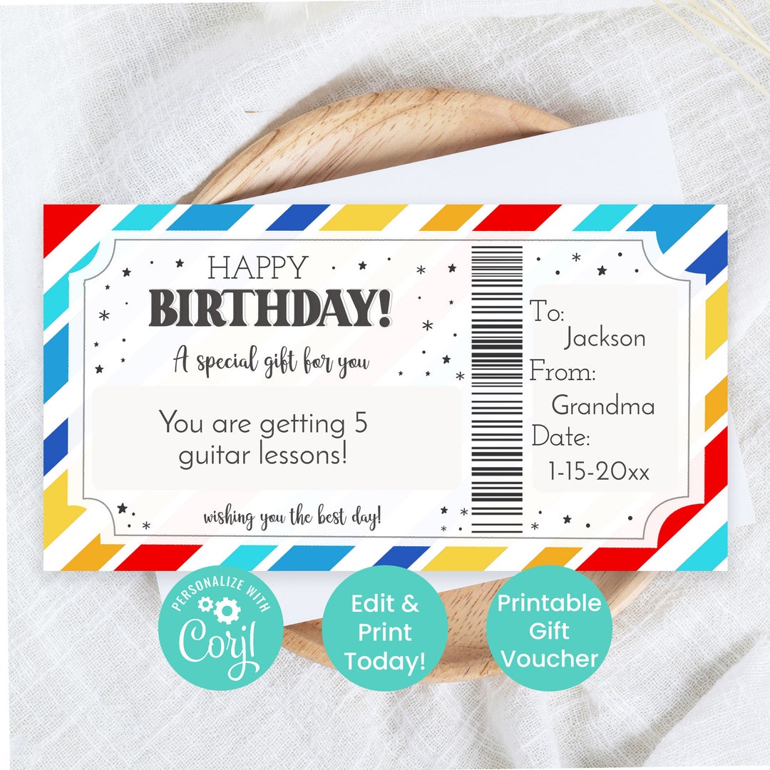 Printable Birthday Gift Certificate Template, Editable Bday Voucher ...