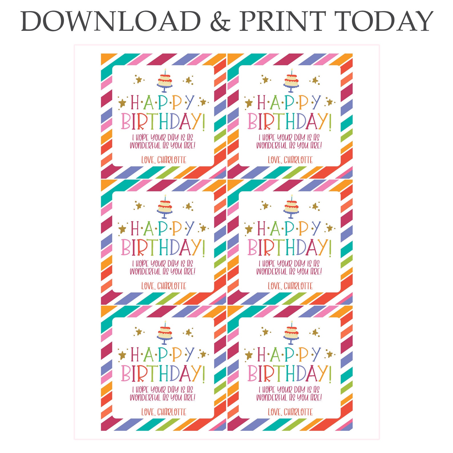 Printable Happy Birthday Tag Birthday Gift Ideas for Friends - Etsy