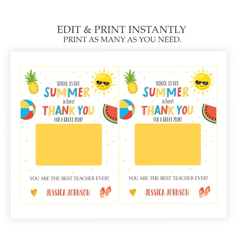 Printable End of the School Year Gift Card Holder Template, Summer is ...