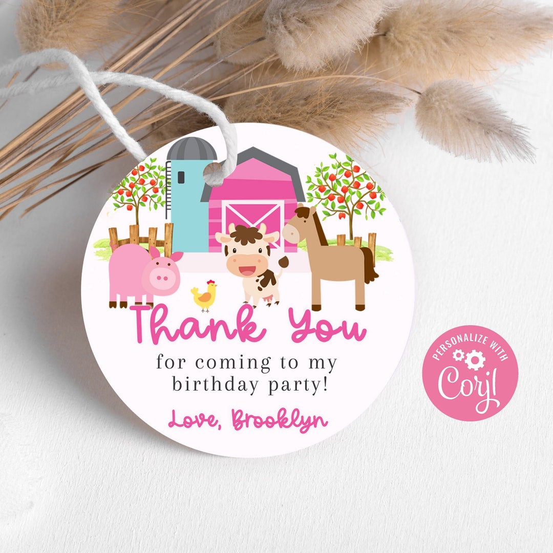 Barnyard Birthday Party Favor Tags | Printable Barnyard Bash 1st ...