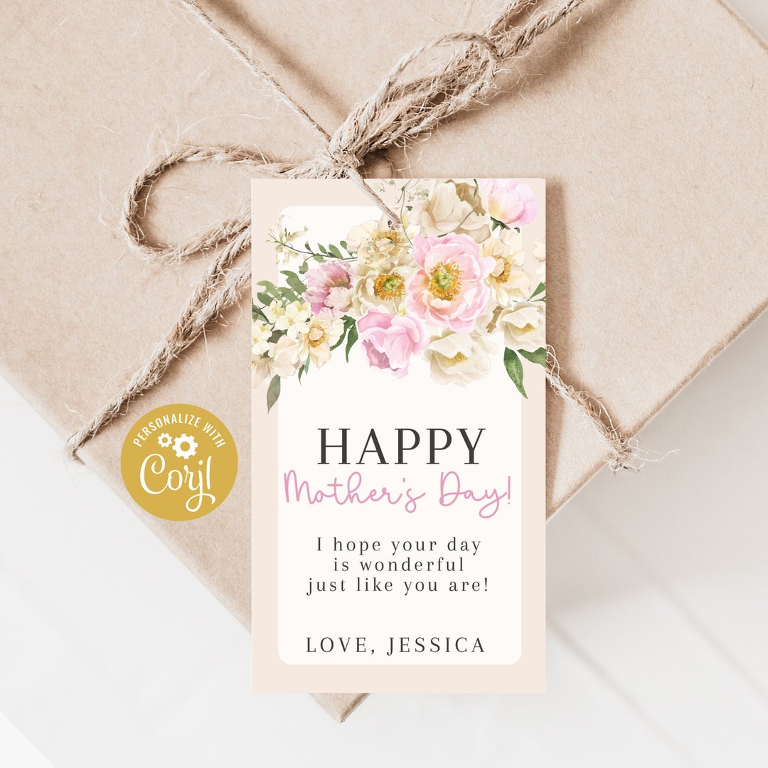 Printable Mother's Day Favor Tag With Flowers - Editable Mother's Day ...