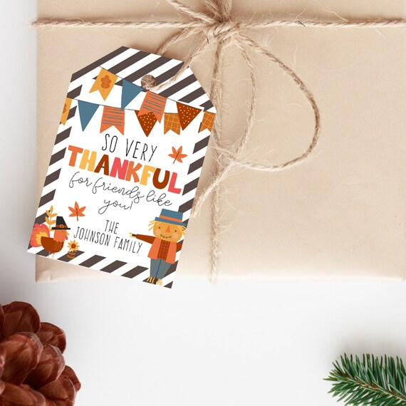 Editable Thanksgiving Day Tag, Friendsgiving Favors, Thank You Tags ...