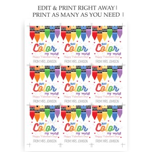 Printable Crayon Valentine's Day Kids Cards, Classroom Valentine ...