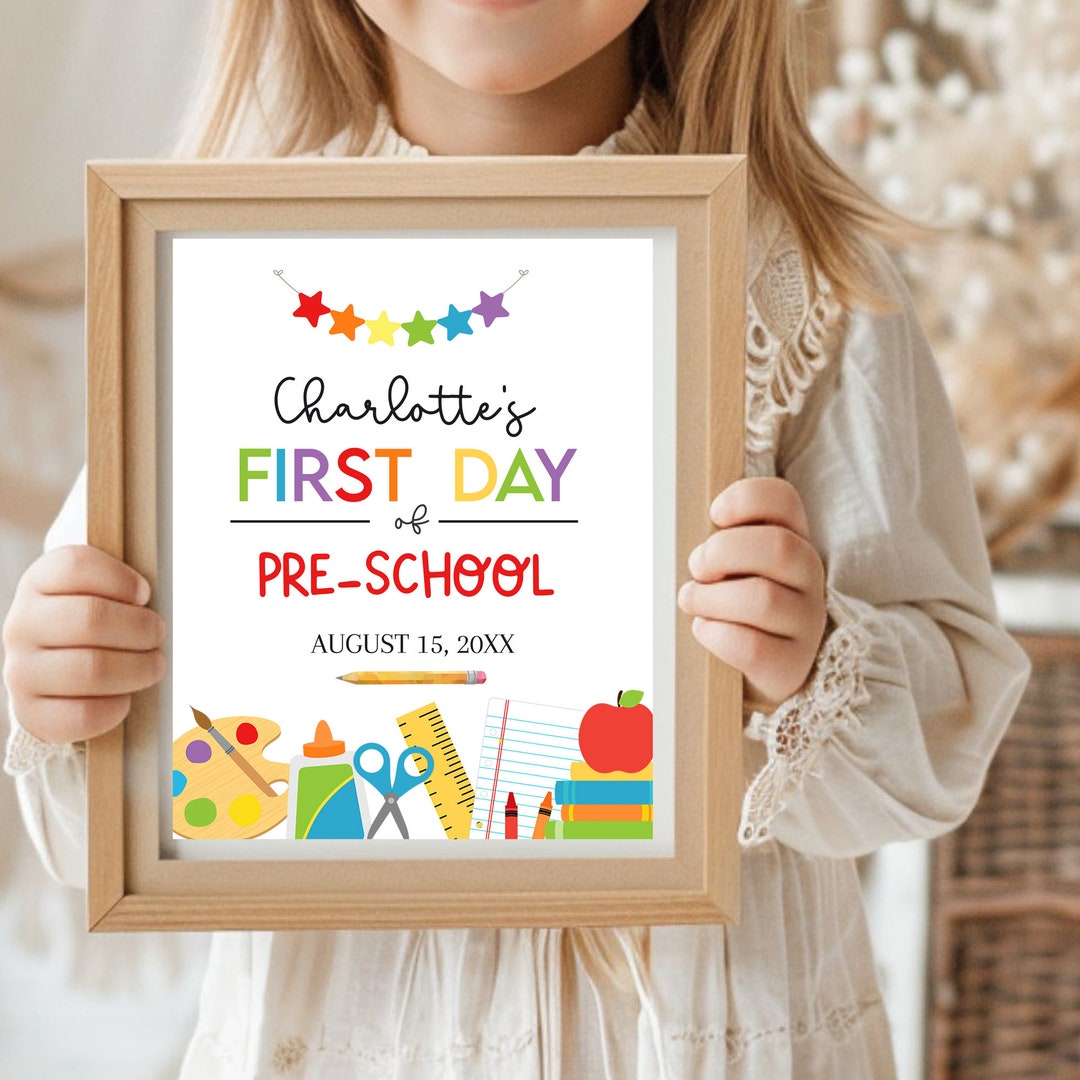 First Day of School Sign, Colorful Printable School Sign, Custom 8x10 ...