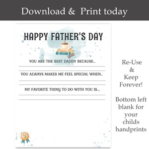 Father's Day Printable Sheet From Kids, All About My Dad, Kid ...