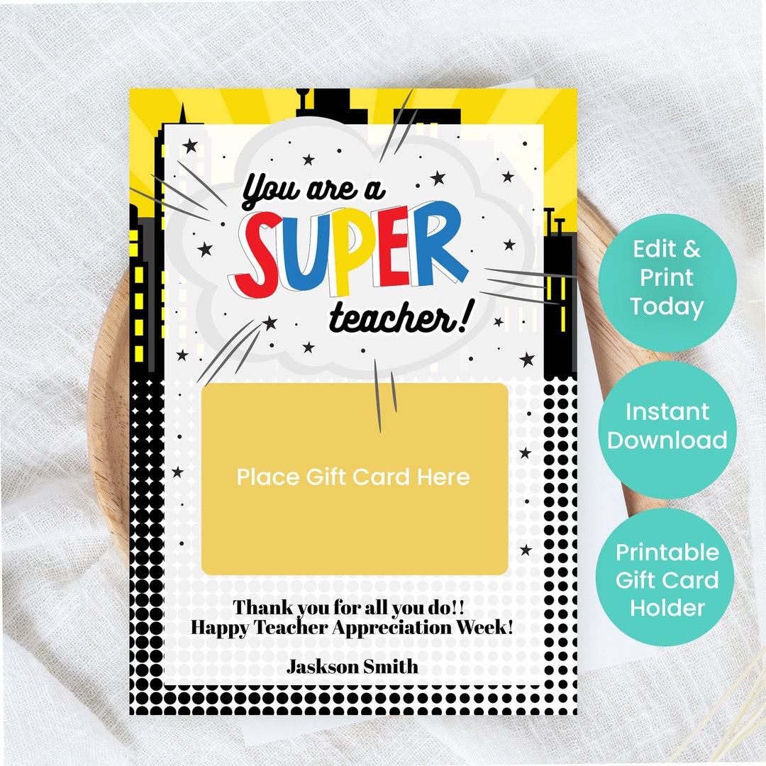 Super Hero Teacher Gift Card Holder, Teacher Appreciation Gifts ...