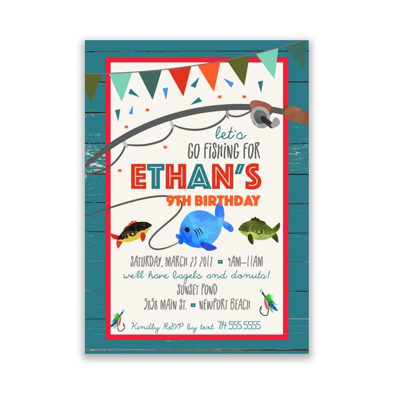 Fishing Birthday Invitation | Fishing Birthday Party Invite | Birthday ...