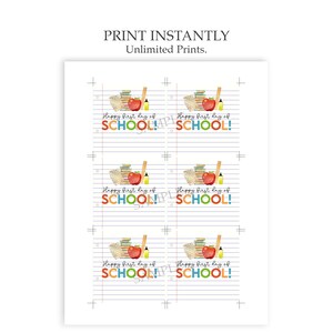 Happy First Day of School Printable Tags | Welcome Back to School ...