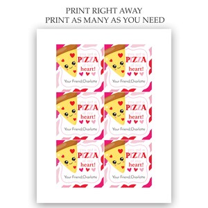 Printable Pizza Valentine's Day Tags, Classroom Exchange Cards for Kids ...
