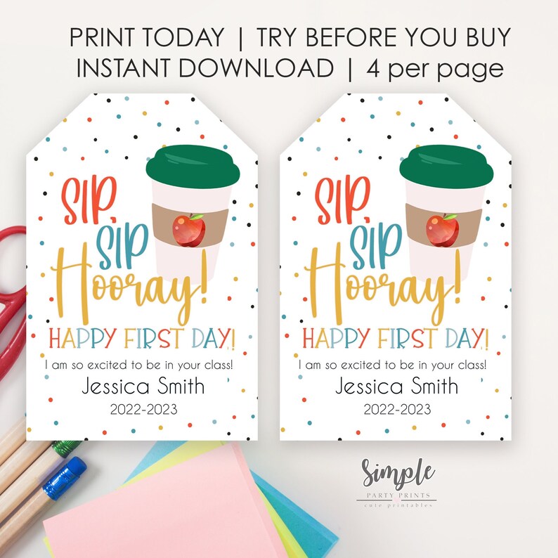 First Day of School Printable Tag Welcome Back to School - Etsy