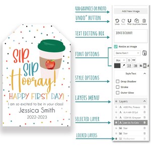 First Day of School Printable Tag, Welcome Back to School Labels, Gifts ...