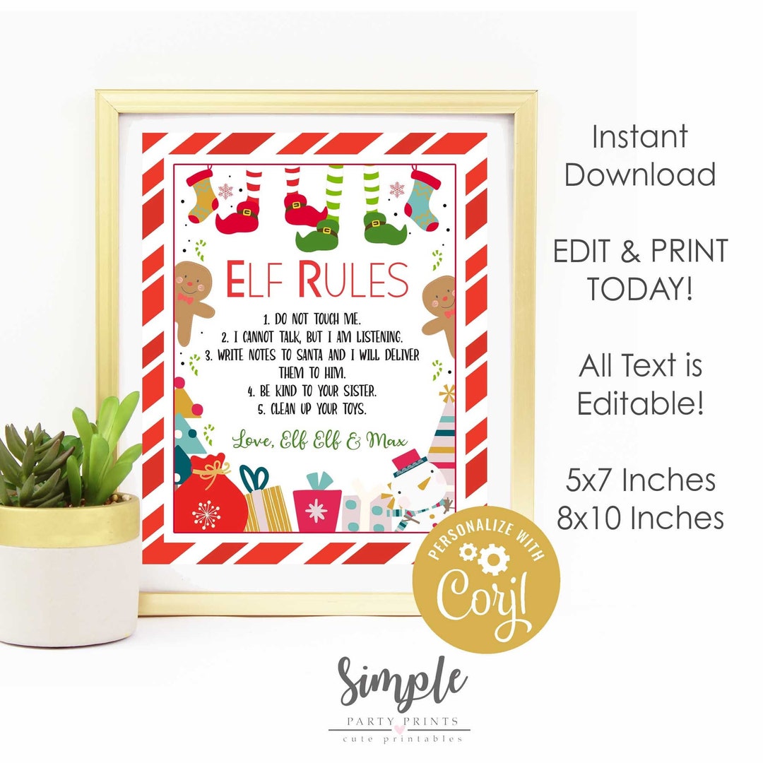 Printable Elf Rules Sign Elf Arrival Letters Goodbye Letter - Etsy