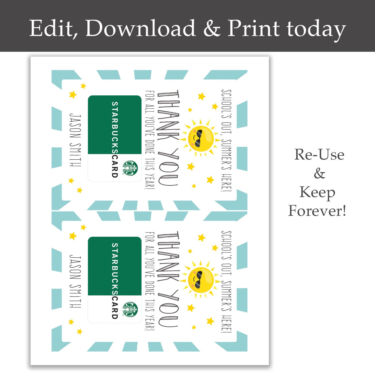 School's Out Summer is Here Gift Card Holder Printable - Etsy