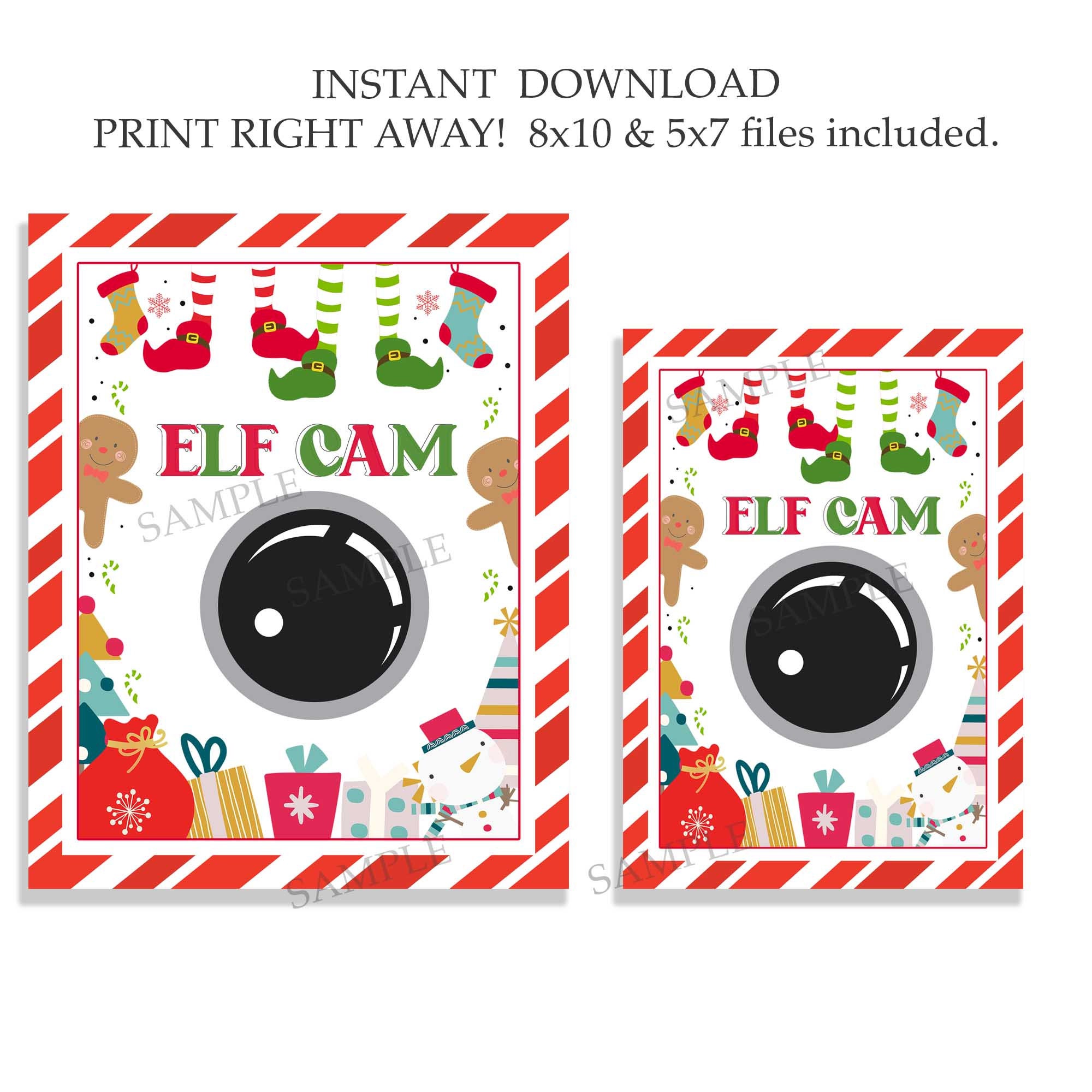 Printable Elf Surveillance Camera Sign, Elf Cam Sign, Elf Printables ...