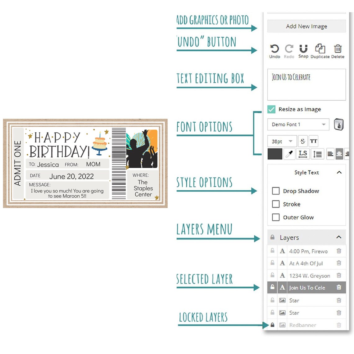 Printable Concert Ticket Template Show Certificate Gift - Etsy
