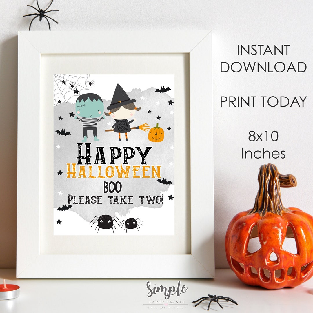 Printable Trick or Treat Sign for Halloween Night, Sign for Trick or ...