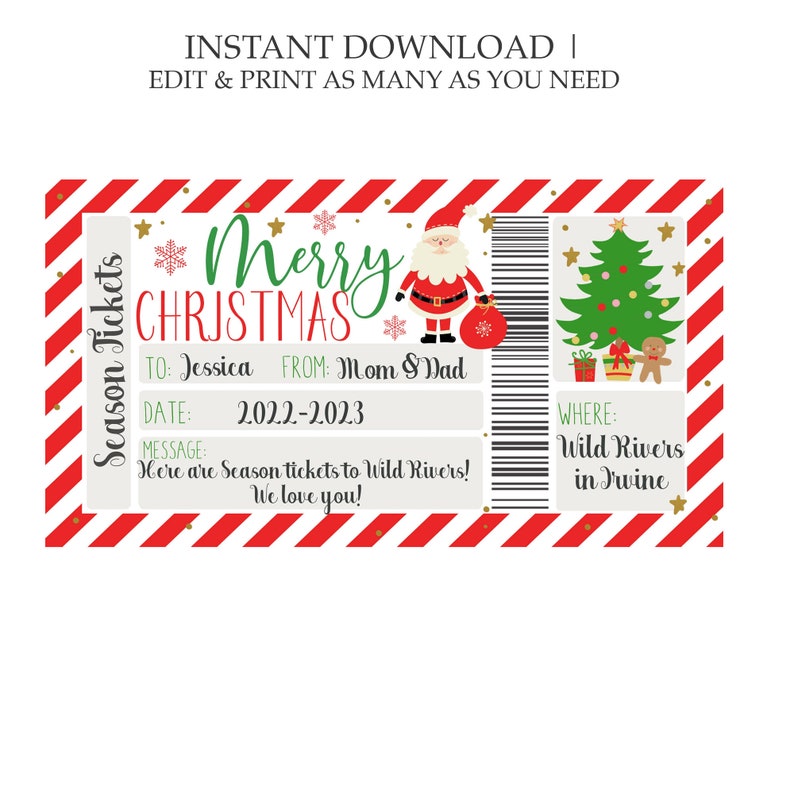 Printable Christmas Voucher Template Editable Christmas Gift - Etsy