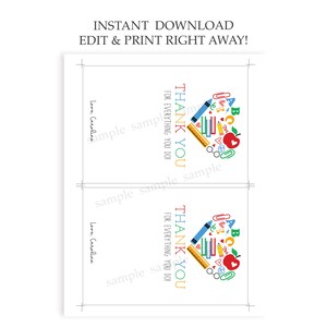 Printable Teacher Appreciation Gift Card Holder - Editable Thank You ...