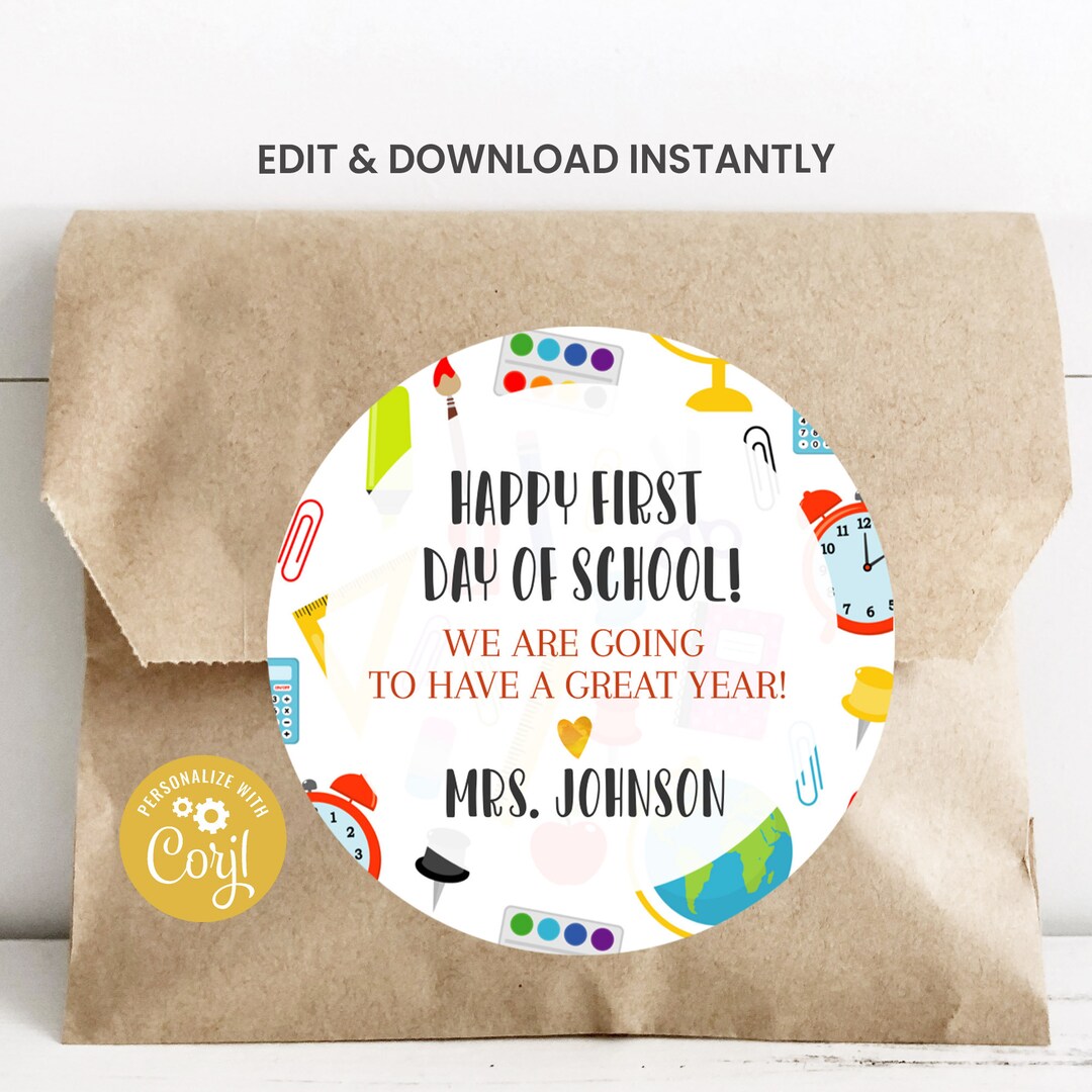 First Day of School Printable Tag | Welcome Back to School Labels ...
