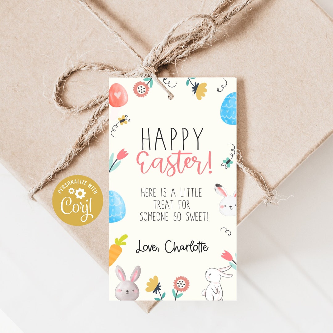 Easter Gift Tags - Personalized Pastel Bunny Labels for Baskets ...