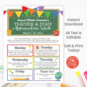 Printable Teacher Appreciation Instructions Flyer, Printable School ...