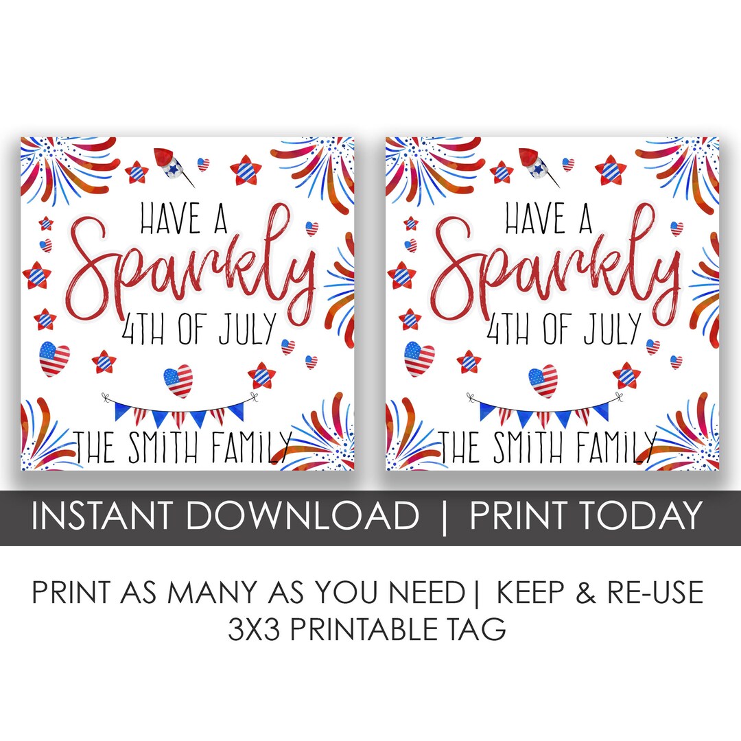 Editable 4th of July Gift Tags Have a Sparkly Fourth of July - Etsy