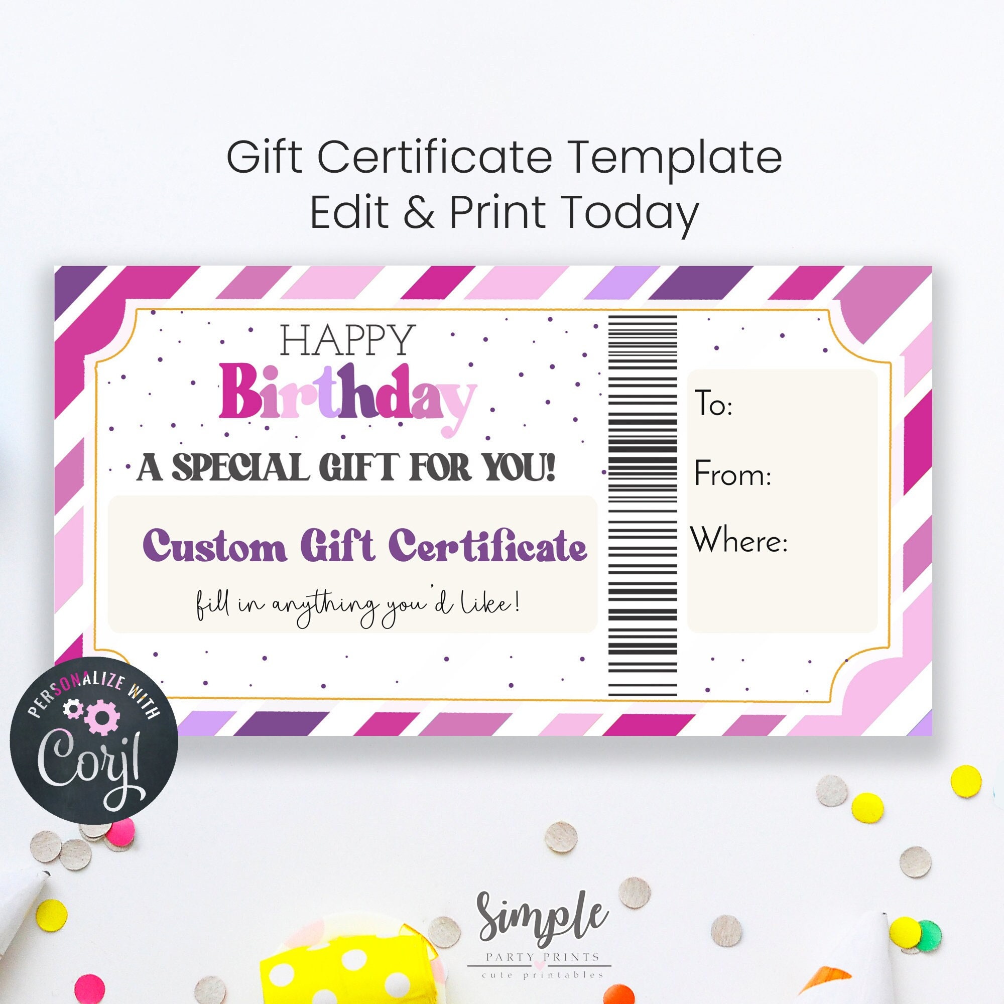 Birthday Gift Certificate Template For Word