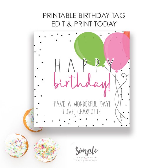 Printable Happy Birthday Tag Birthday Gift Ideas for Friends - Etsy