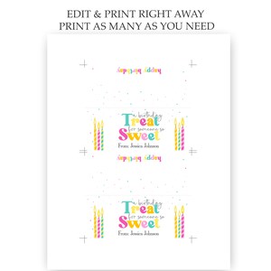 Printable Happy Birthday Treat Bag Toppers, Birthday Gift Ideas for ...