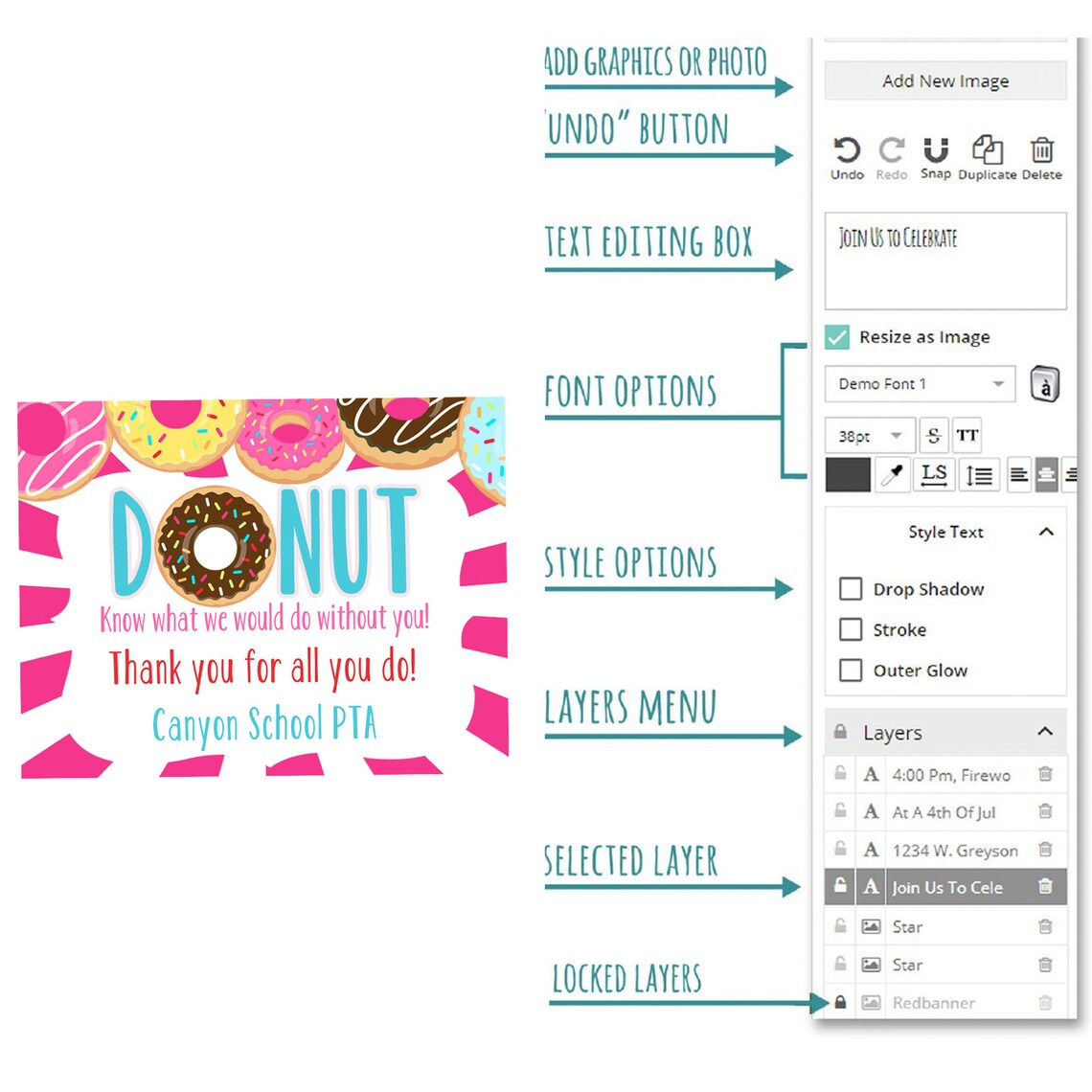 Donut Printable Full Size Sign Printable Thank You Teacher - Etsy