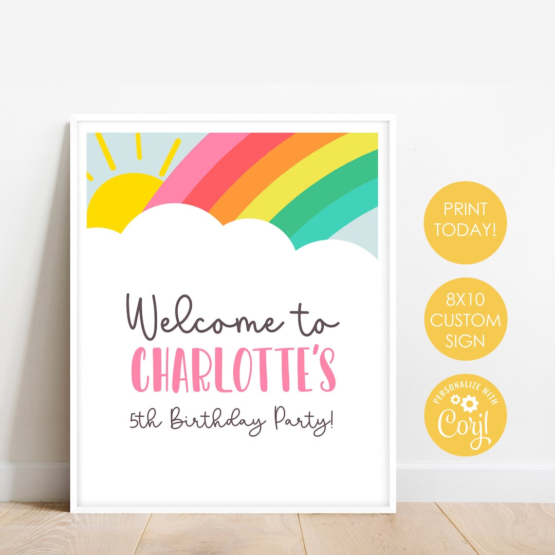 Rainbow Welcome 8x10 Sign | Editable Pastel Rainbow Blank Sign ...