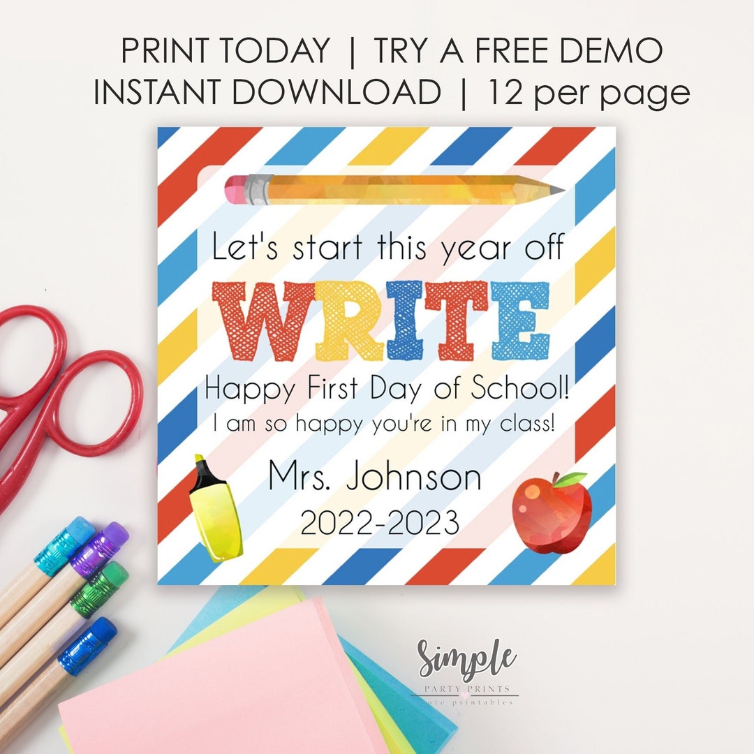 Let's Start This Year off Write Printable Tag, Welcome Back to School ...