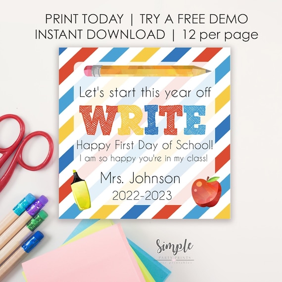 Let's Start this Year off Write Printable Tag, Welcome Back to School ...