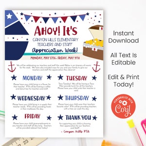 Printable Teacher Appreciation Week Flyer, TAW Newsletter Printable ...