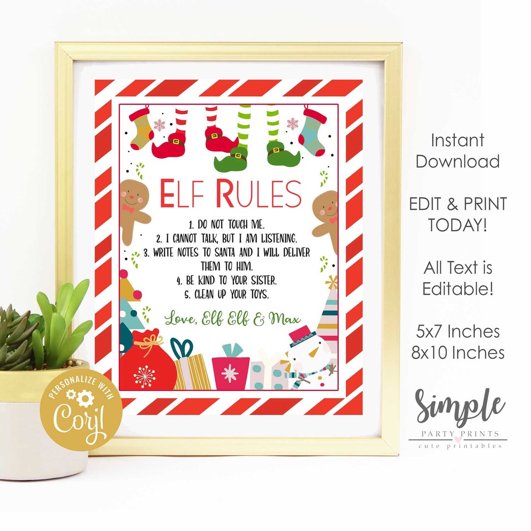 Printable Elf Rules Sign, Elf Arrival Letters, Goodbye Letter From ...