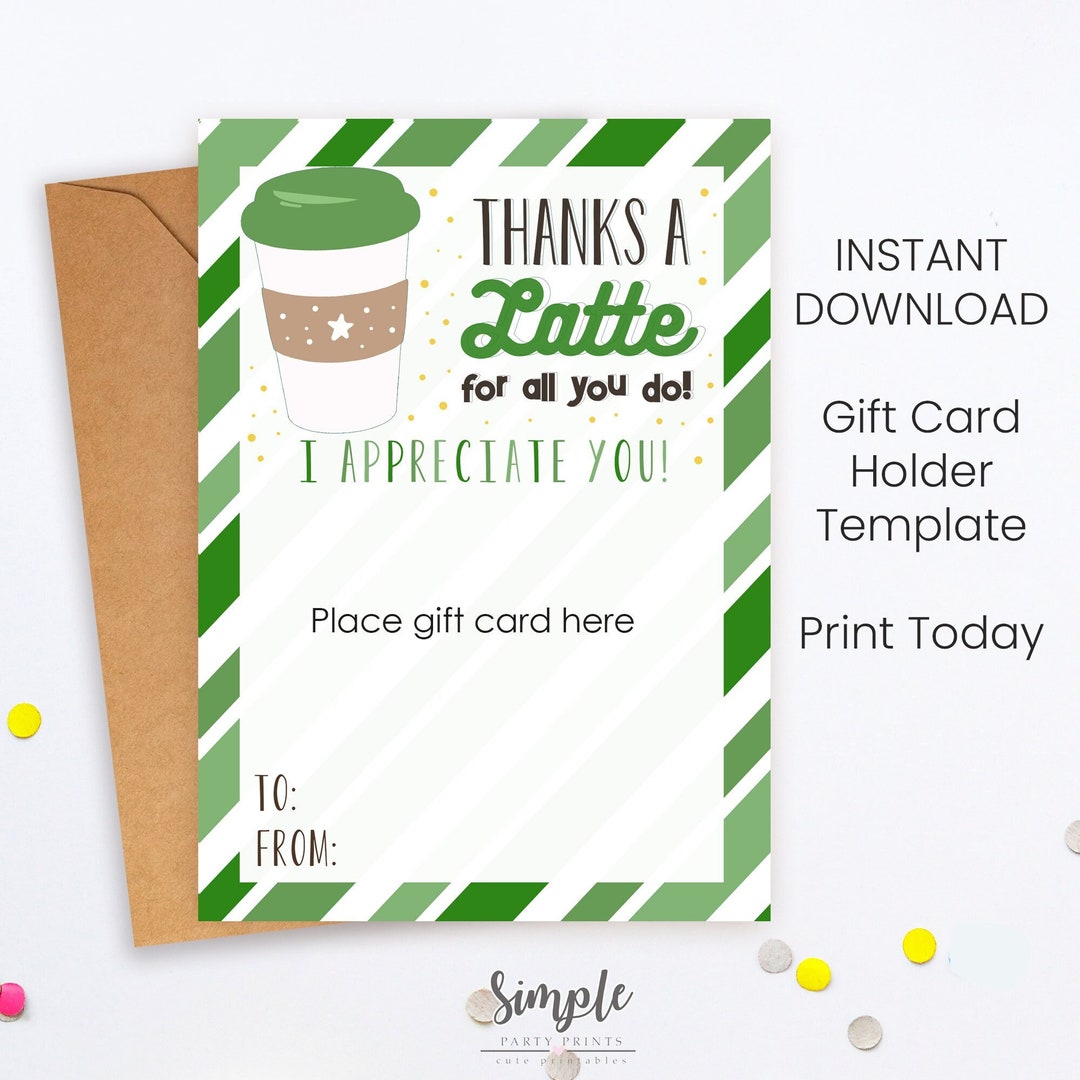 Printable Thank You A Latte for Being a Great Coworker Gift Card Holder ...