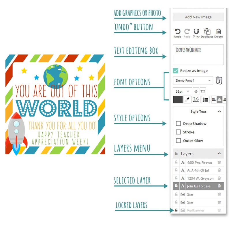 Editable Teacher Appreciation Tags Out of This World Themed | Etsy