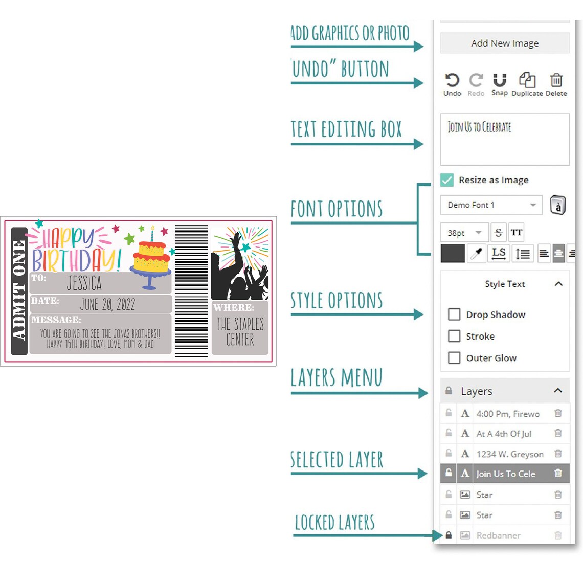 Printable Happy Birthday Concert Ticket Template Show - Etsy