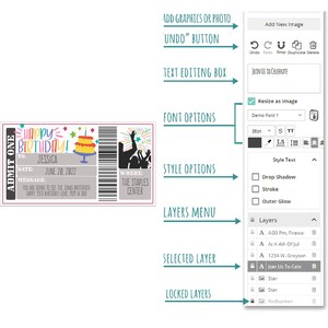 Printable Happy Birthday Concert Ticket Template Show - Etsy