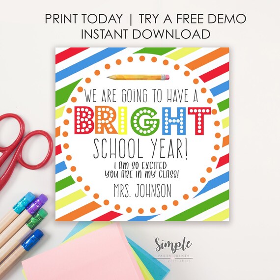 Printable Happy First Day of School Tag, Editable Back to School Label ...